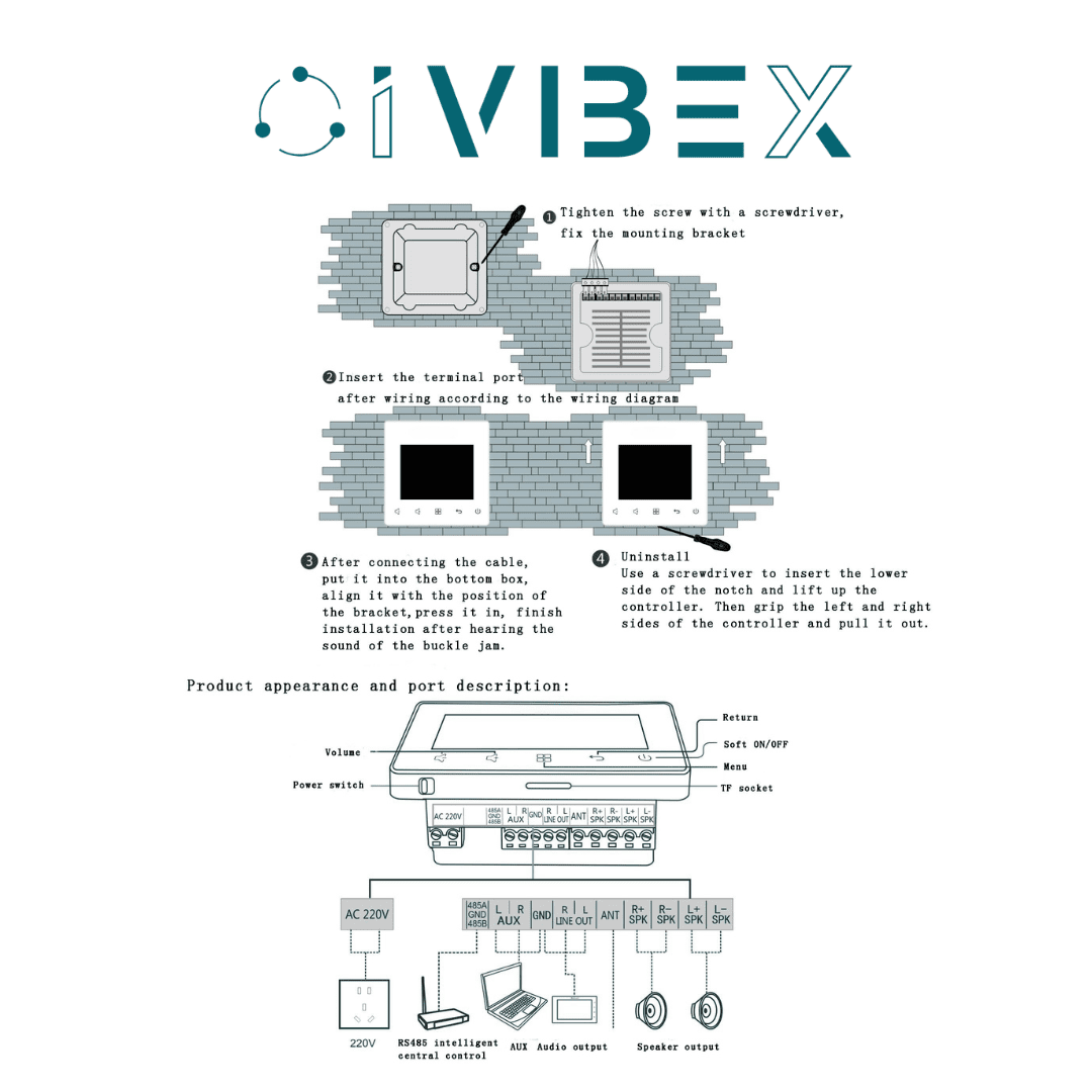 TOUCH SCREEN 4 INCH MUSIC AMPLIFIER ( 20W * 2) (X16MA60T4)